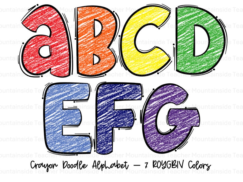 Crayon Doodle Alphabet PNG Bundle: Rainbow Font (digital Download) - Etsy