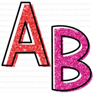 Block Doodle Letters, Bright Glitter Doodle Alphabet, Sublimation Set ...