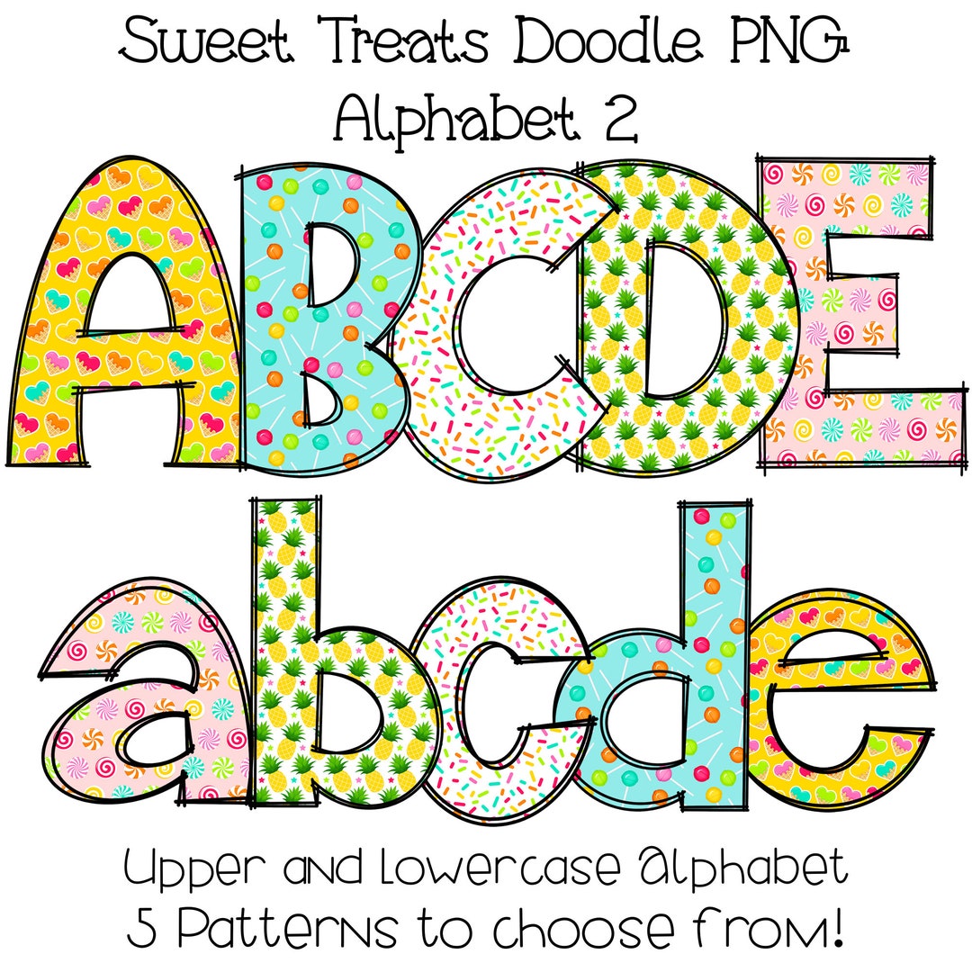 Doodle PNG Alphabet | Summer Sweet Treats Doodle Alphabet Bundle | Fun ...
