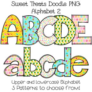 Doodle PNG Alphabet | Summer Sweet Treats Doodle Alphabet Bundle | Fun ...