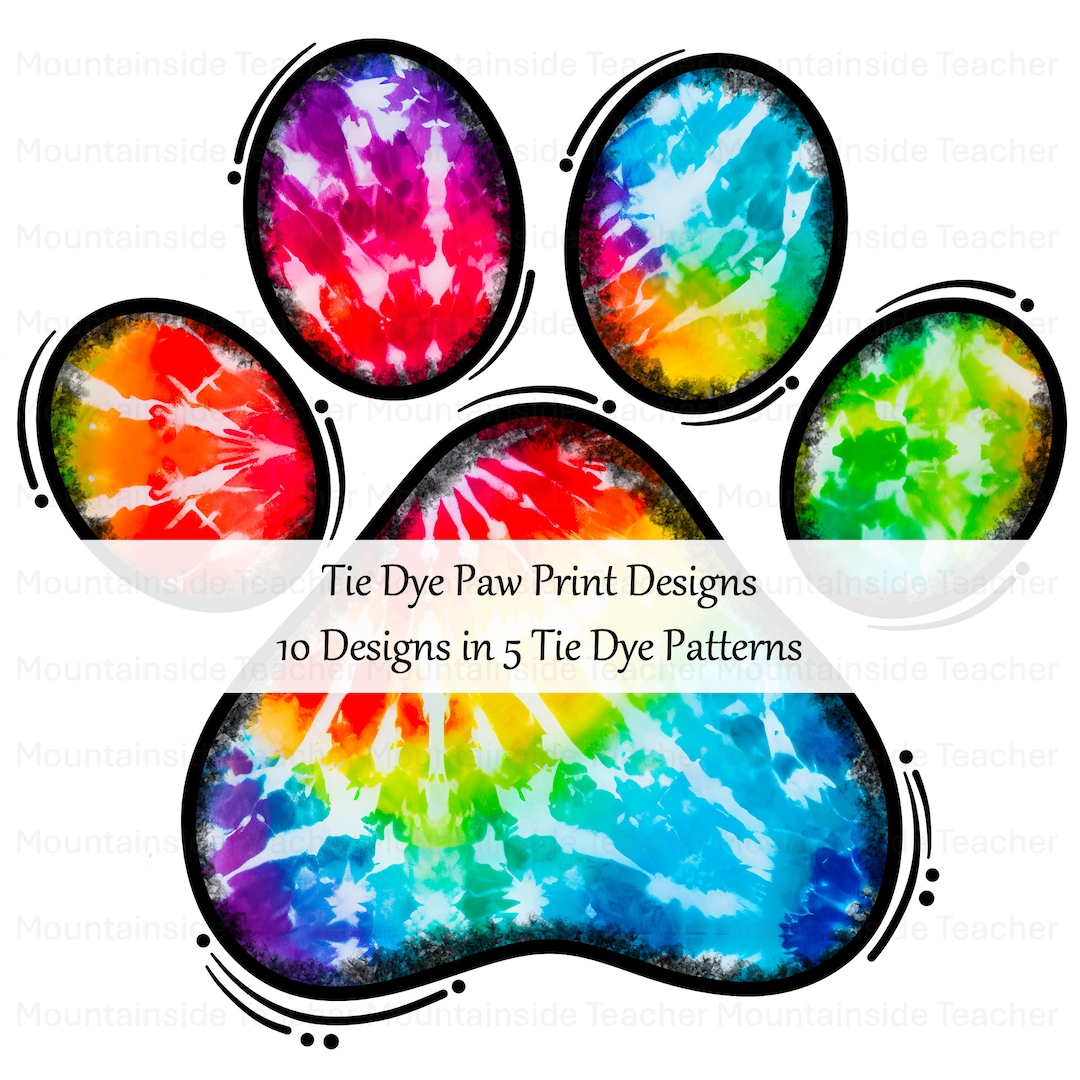 Tie Dye Doodle PNG Sublimation Paw Print Design Alpha Pack Sublimation ...