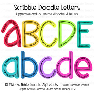 Scribble Letters, Sublimation Doodle Alphabet, Doodle Sublimation ...
