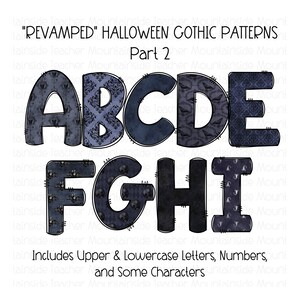 Double Outline Alphabet, Halloween Alphabet PNG, Gothic Letters, Doodle ...