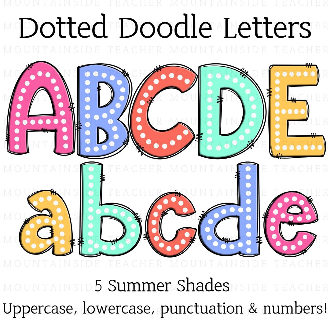 Bright Beveled Dotted Doodle Alphabet PNG Sublimation Alpha Design ...