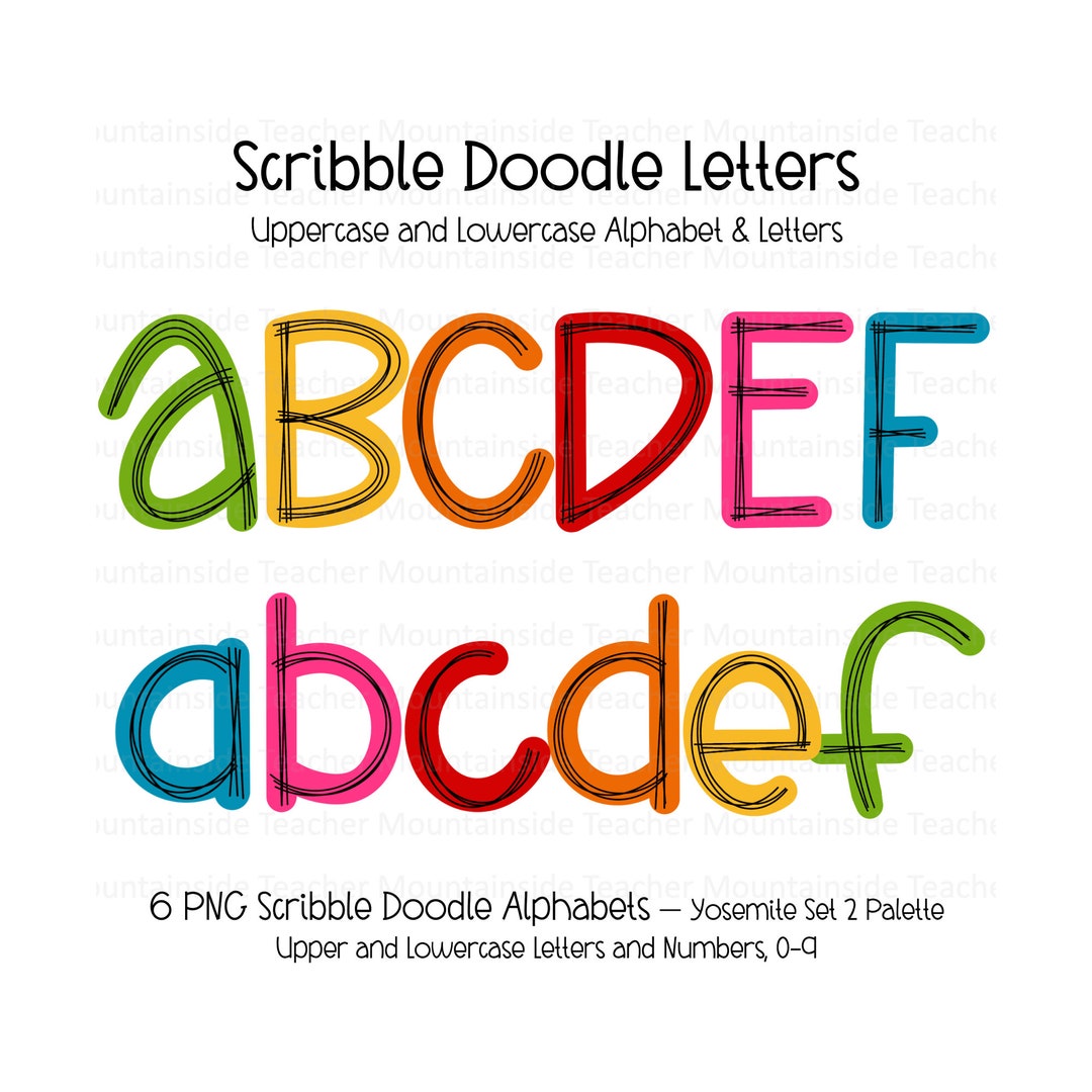 Scribble Letters, Sublimation Doodle Alphabet, Doodle Sublimation ...
