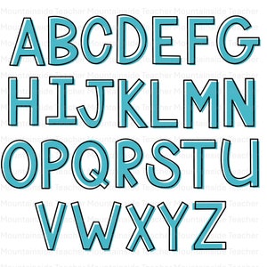 Block Doodle Letters, Colorful Doodle Alphabet, Sublimation Set, PNG ...