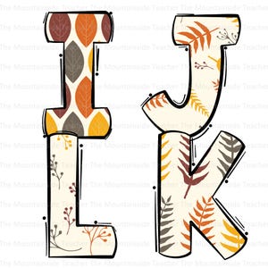 Fall Doodle Alphabet: PNG Clipart, Autumn Leaf Letters (digital ...