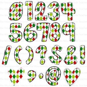 Christmas Doodle PNG Bundle, Holiday Letters, Christmas Patterns, Clip ...