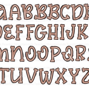 Scribble Doodle Alphabet PNG Bundle: Earth Tone Clipart (digital ...