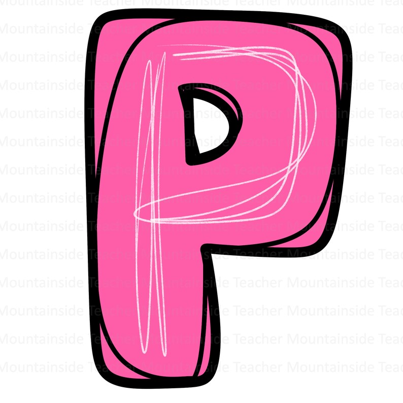 Scribble Letter Alphabets, Shades of Pink, Doodle Letters, Hand Drawn ...