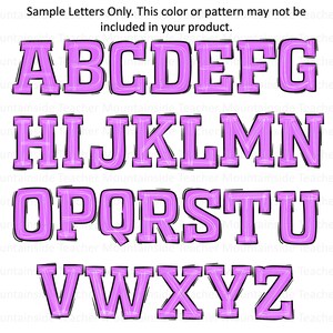 Varsity Letter Alphabet, Boho Colors PNG, Doodle Letters, Hand Drawn ...