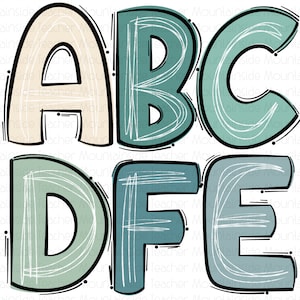 Scribble Letters, Boho Doodle Alphabet, PNG Bundle, Doodle Sublimation ...