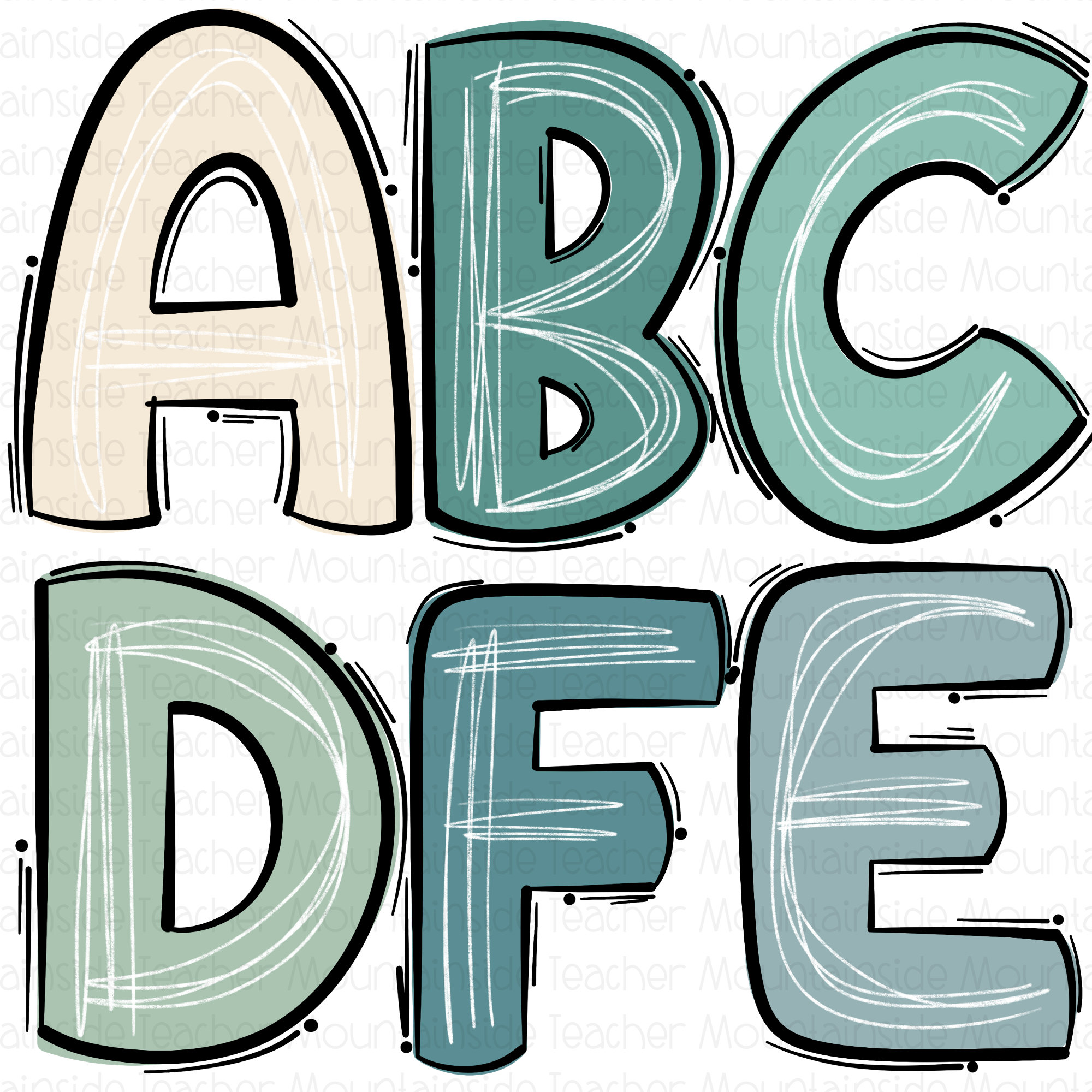 Scribble Letters, Boho Doodle Alphabet, PNG Bundle, Doodle Sublimation ...
