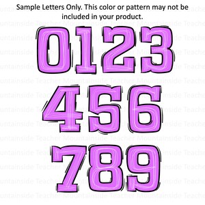 Varsity Letter Alphabet, Shades of Pink, Doodle Letters, Hand Drawn ...