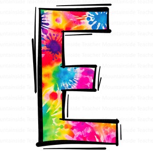 Tie Dye Letters, Bright Doodle Alphabet, PNG Bundle, Doodle Sublimation ...