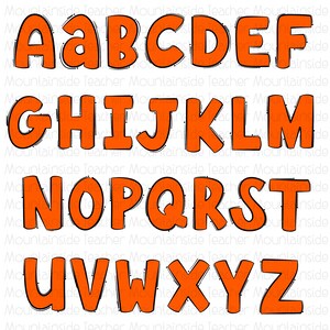 Fall Doodle Letters, Autumn Doodle Alphabet, PNG, Sublimation, Alpha ...