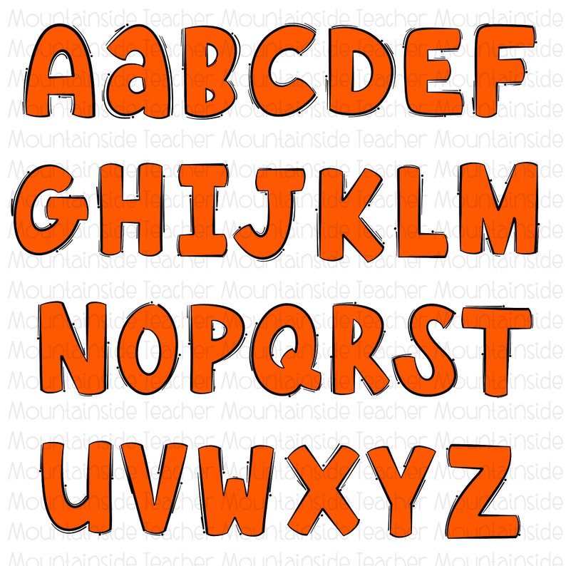 Fall Doodle Letters, Autumn Doodle Alphabet, PNG, Sublimation, Alpha ...