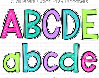 Scribble Letters, Boho Doodle Alphabet, PNG Bundle, Doodle Sublimation ...