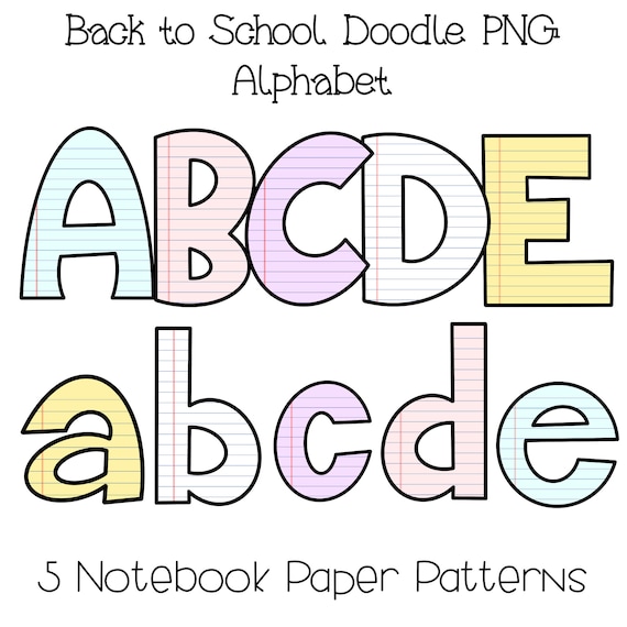 Back to School Block Alphabet PNG Sublimation Alpha Pack - Etsy