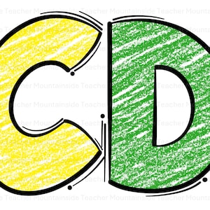 Crayon Doodle Alphabet PNG Bundle: Rainbow Font (digital Download) - Etsy