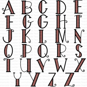 Boho Flair Fun Doodle Letters Alphabet PNG Bundle Doodle Sublimation ...