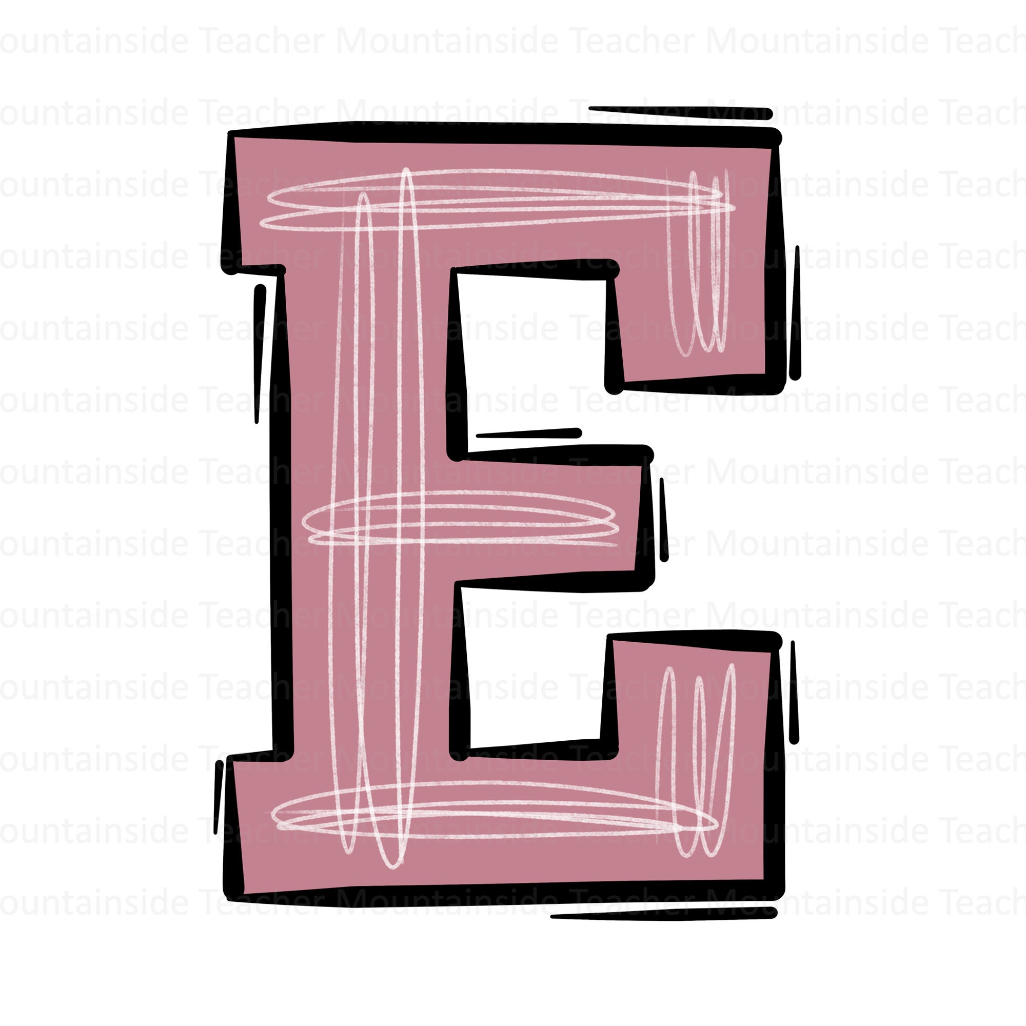 Varsity Letter Alphabet, Dusk Colors PNG, Doodle Letters, Hand Drawn ...