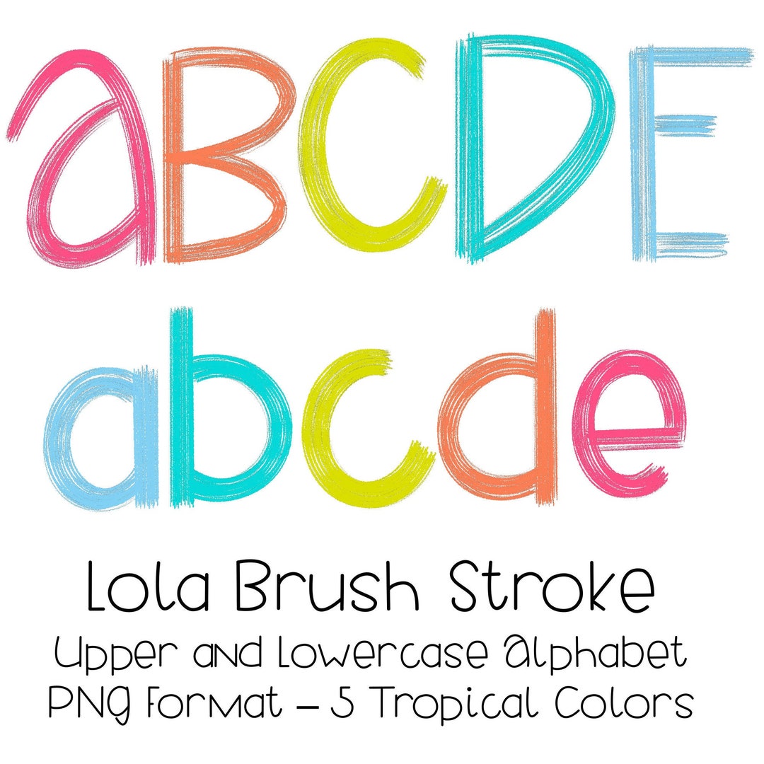 Lola Brush Stroke PNG Font / Descarga digital / PNG / Clipart / Doodle ...
