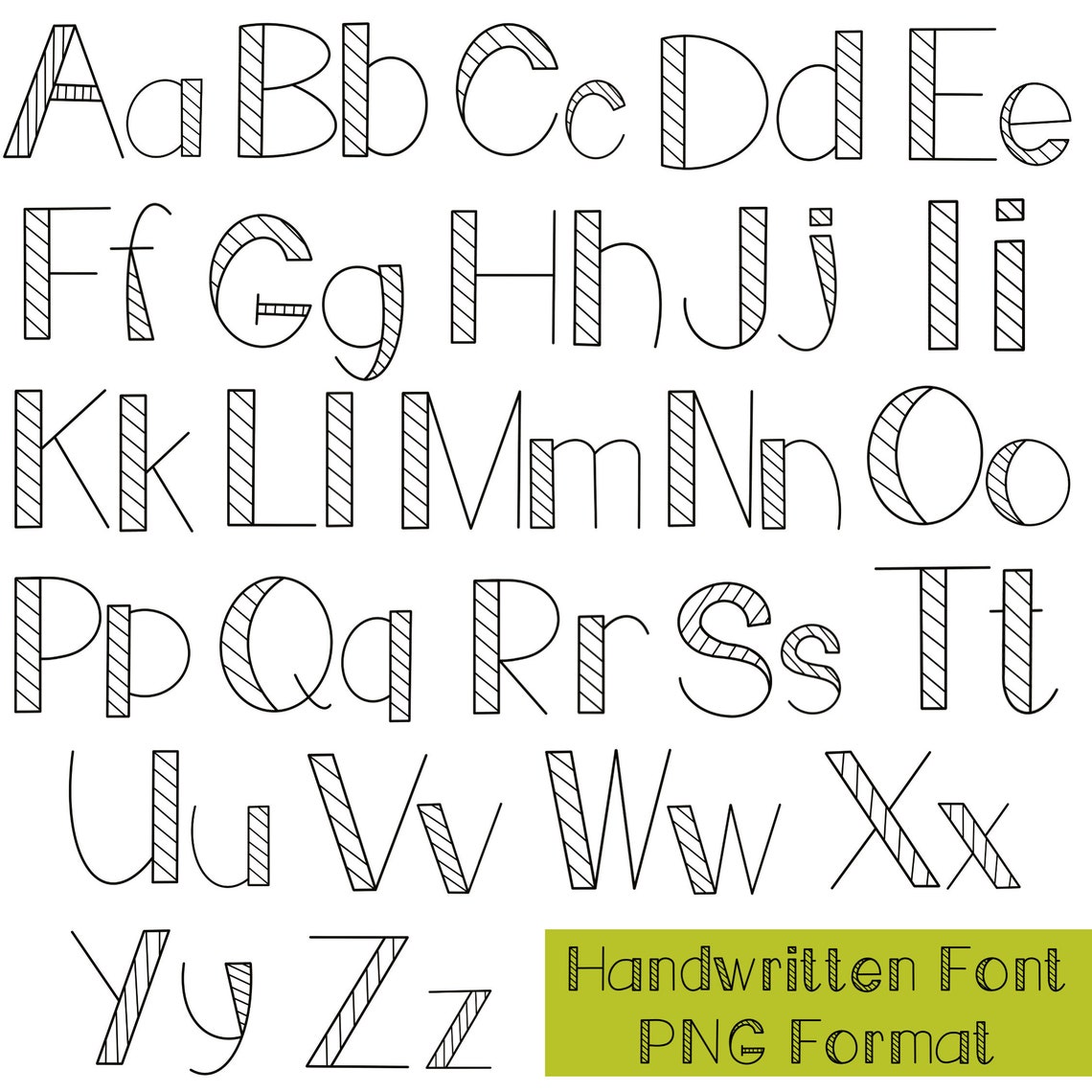 Striped Handwritten Doodle Font | Etsy