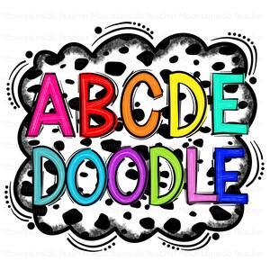 Dalmatian Frames and Neon Doodle Letters, Hand Drawn Alpha Bundle ...