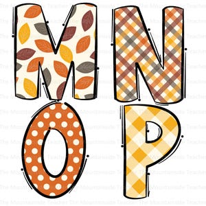 Fall Doodle Alphabet: PNG Clipart, Autumn Leaf Letters (digital ...