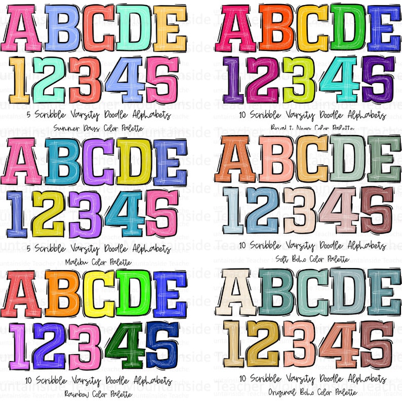 Varsity Scribble Bundle, Doodle Bundle, Varsity Letters, PNG Bundle ...