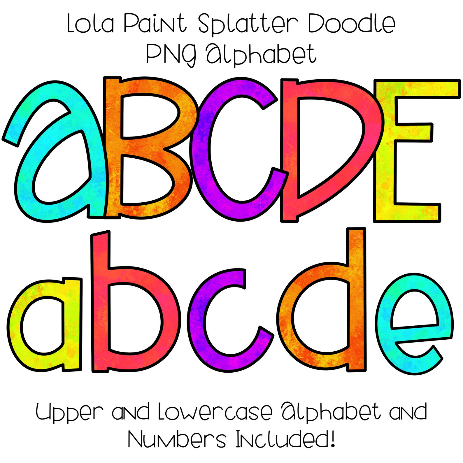 Paint Splatter Colorful Alphabet Letter Set Alpha Pack Font - Etsy