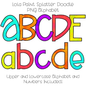 Paint Splatter Colorful Alphabet Letter Set | Alpha Pack Font | PNG ...