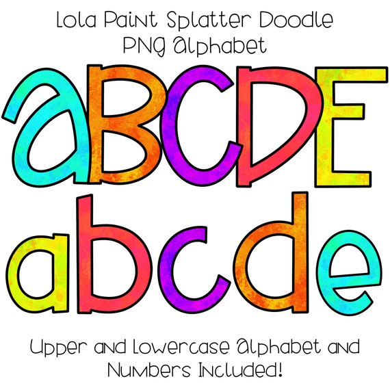 Paint Splatter Colorful Alphabet Letter Set Alpha Pack Font - Etsy