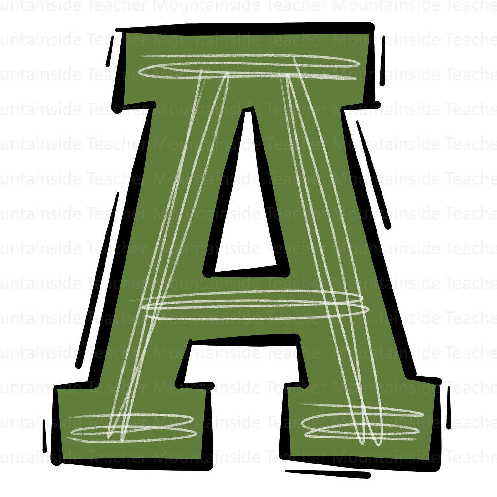 Varsity Alphabet, Shades of Green, Doodle Letters, Hand Drawn Alphabet ...