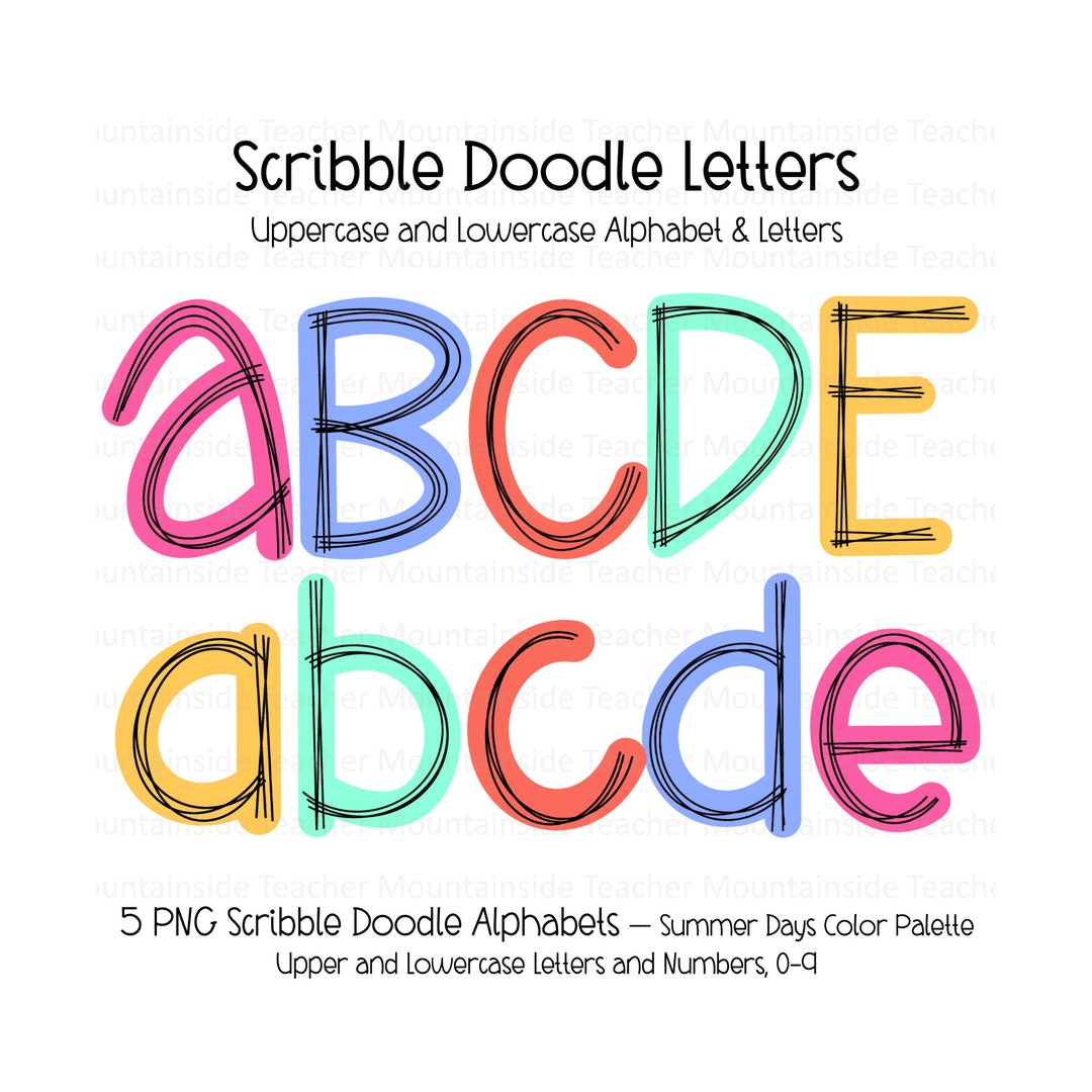 Scribble Letters, Sublimation Doodle Alphabet, Doodle Sublimation ...