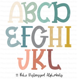 Distressed Letters, Boho Doodle Alphabet, PNG Bundle, Doodle ...