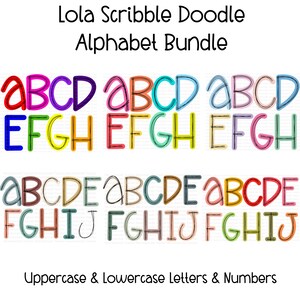 Scribble Letters, Bright Doodle Alphabet, PNG Bundle, Doodle ...