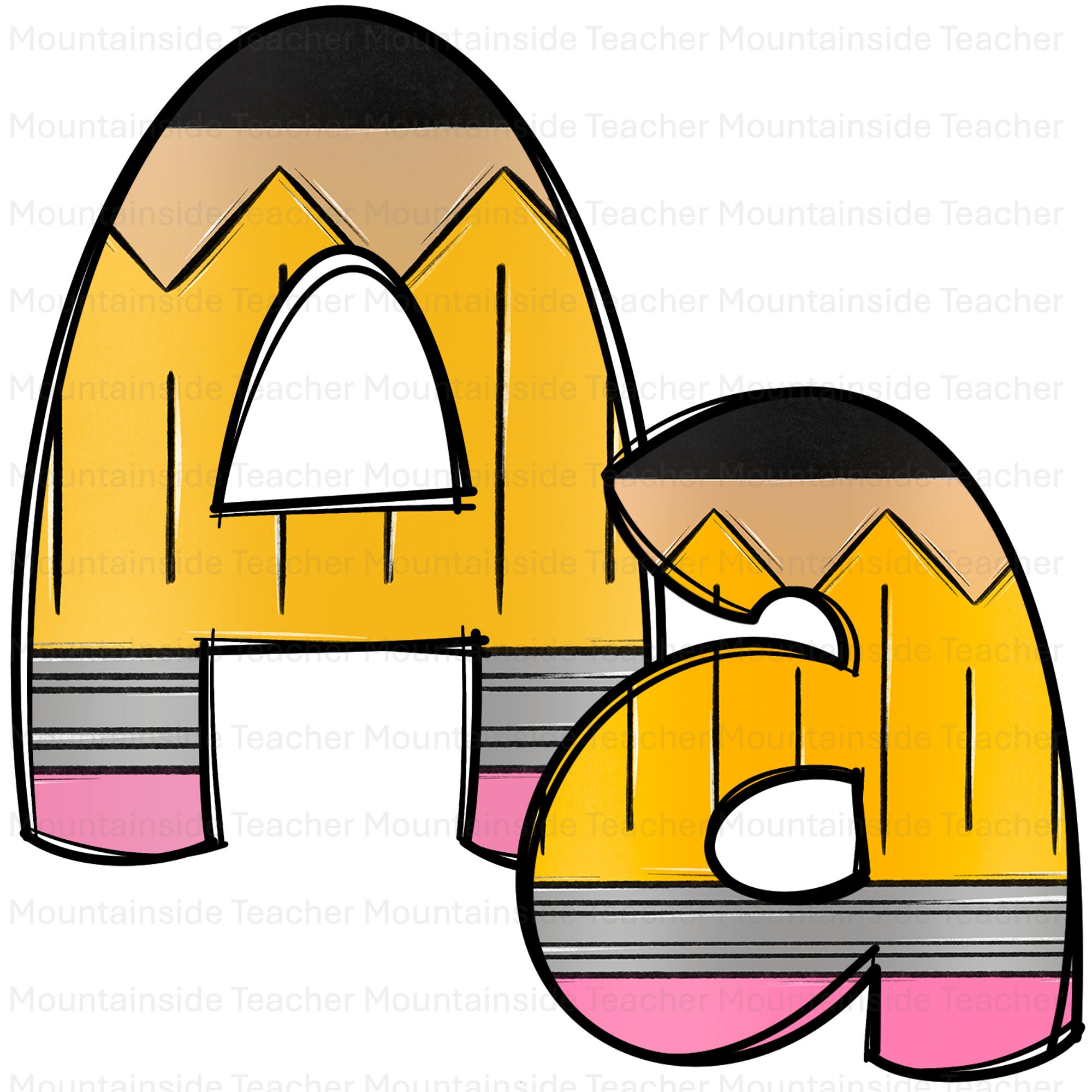 Pencil Doodle Font PNG Alphabet: Back to School Letters (digital ...