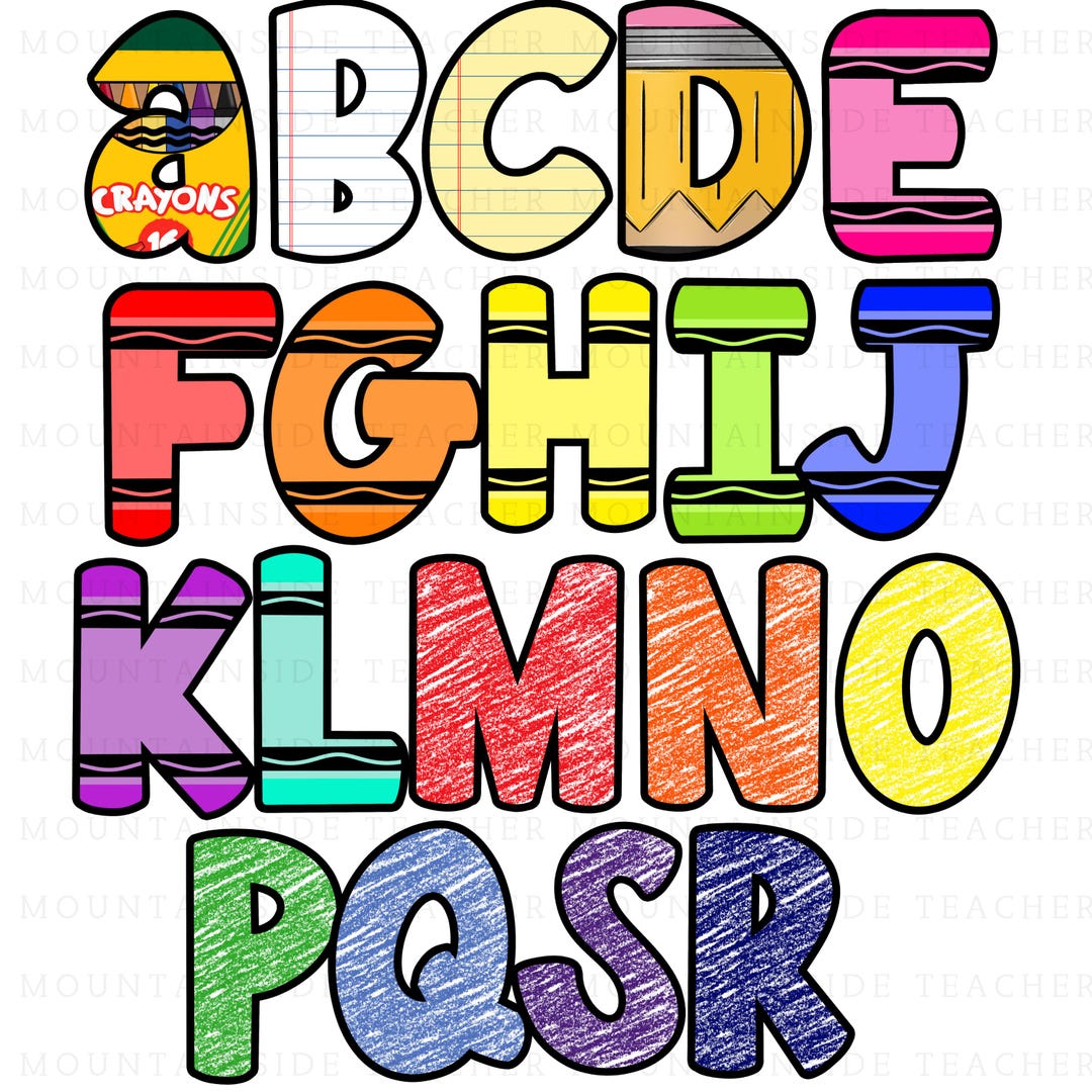 Doodle Alphabet PNG Letters: Pencil Paper Font, Back to School (digital ...