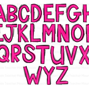 Bright Doodle Alphabet PNG Bundle: Scribble Font Clipart (digital ...