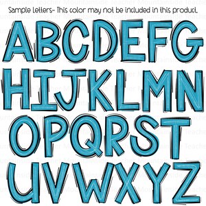 Faded Glitter Letters, Bright Doodle Alphabet, PNG Bundle, Doodle ...