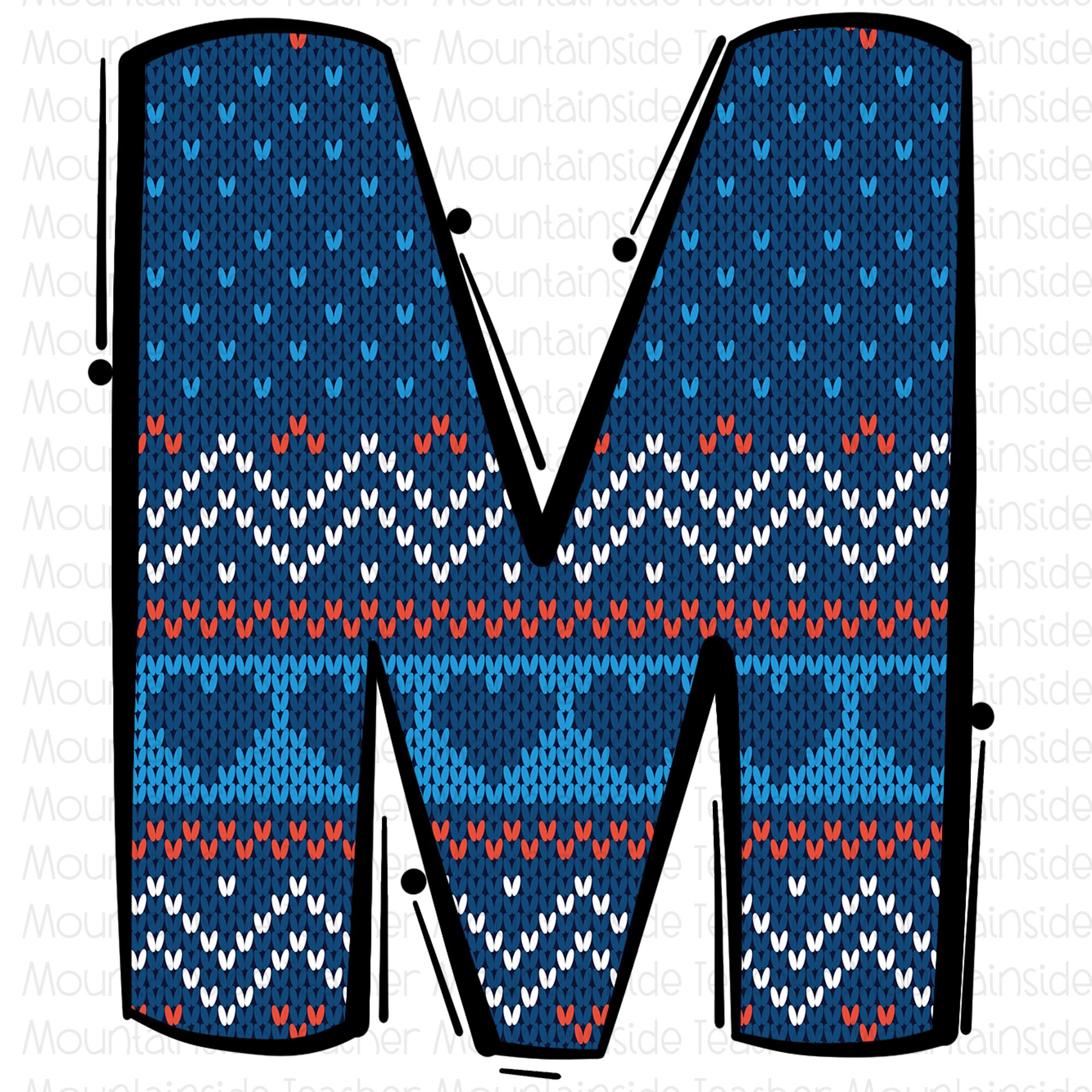 Christmas Doodle Letters, Ugly Sweater Doodle Alphabet, PNG ...