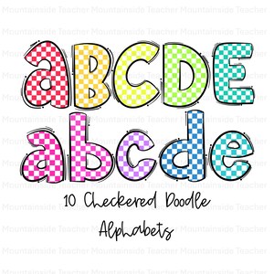Checkered Doodle Alphabet: Bright PNG Letters (digital Download) - Etsy