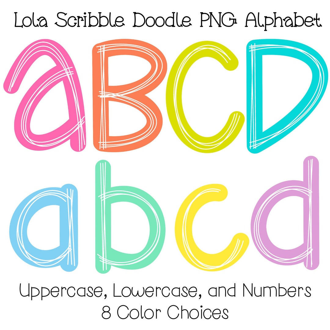 Scribble Letters Tropical Doodle Letters PNG Bundle Doodle Sublimation ...