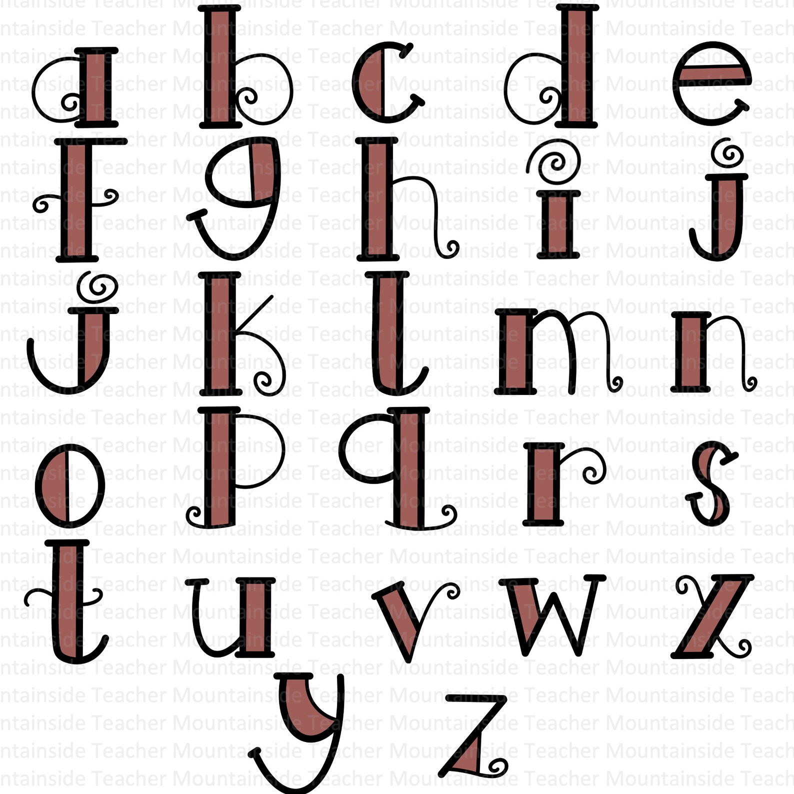 Boho Flair Fun Doodle Letters Alphabet PNG Bundle Doodle Sublimation ...