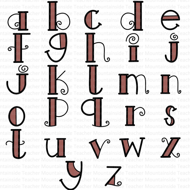 Boho Flair Fun Doodle Letters Alphabet PNG Bundle Doodle Sublimation ...
