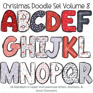 Christmas Doodle PNG Letters, Holiday Letters, Christmas Patterns, Clip ...