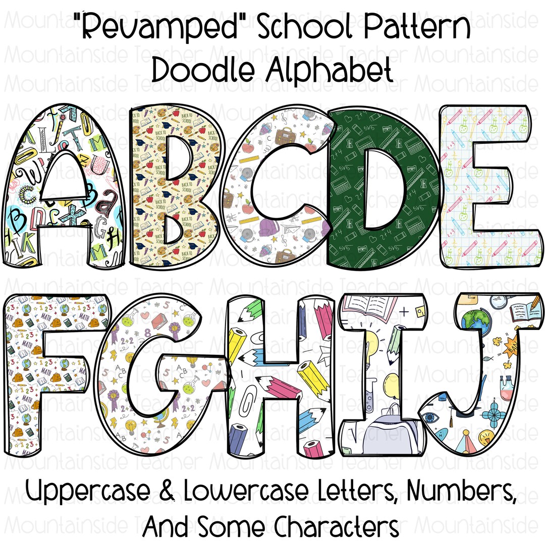 Doodle School Letters and Numbers PNG: Alpha Pack (digital Download) - Etsy