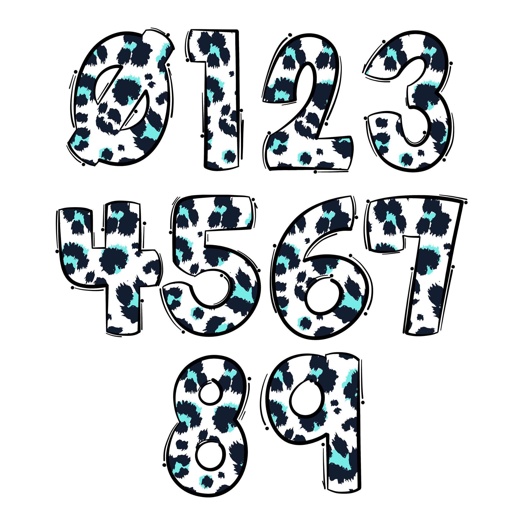 Leopard Doodle Alphabet PNG Bundle: Sublimation Alpha Set (digital ...